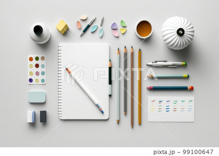 Top view of stationary object on white background.のイラスト素材 [99100647 ...