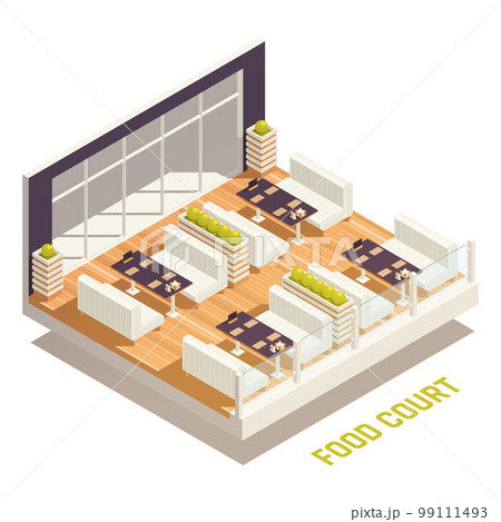 Food Court Isometric Colored Conceptのイラスト素材 [99111493] - PIXTA