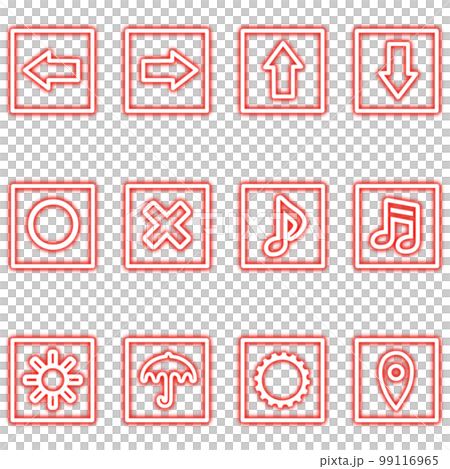 red rectangle neon symbols set - Stock Illustration [99116965] - PIXTA
