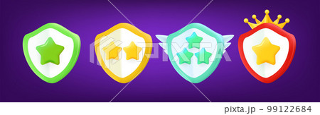 Different rank emblems with stars on shields....のイラスト素材 [99122684] - PIXTA