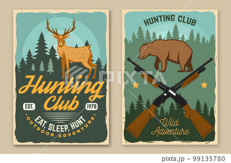 Hunting club poster, banner. Vector. Vintage...のイラスト素材 [99135780] - PIXTA