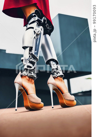 Lower legs of woman replaced by cyborg...のイラスト素材 [99170093] - PIXTA