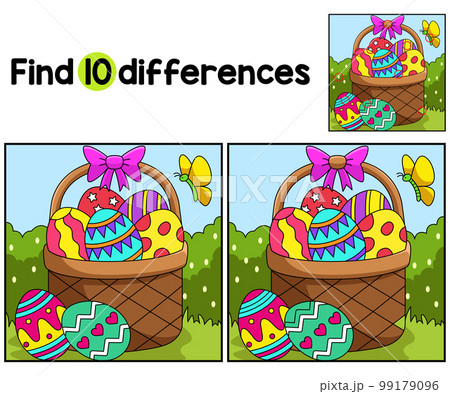 Easter Basket Find The Differencesのイラスト素材 [99179096] - PIXTA