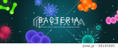 Bacteria horizontal web banner. Microscopic...のイラスト素材 [99185685] - PIXTA