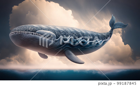 Dreamlike whale flies in the skyのイラスト素材 [99187845] - PIXTA
