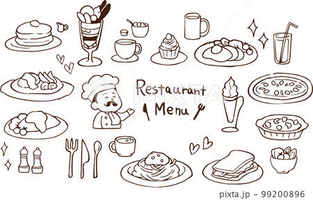 レストランメニュー,手書き風,線画のイラスト素材 [99200896] - PIXTA