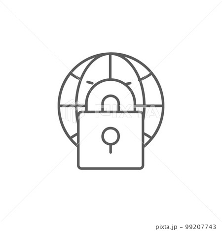 Globe earth with lock, world lock down lineal...のイラスト素材 [99207743] - PIXTA