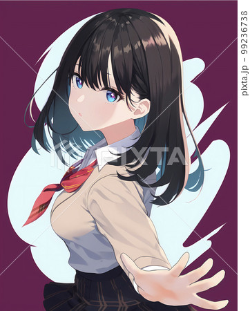 手を開いて前に出す仕草の女子生徒 アニメ風イラスト「AI生成画像」のイラスト素材 [99236738] - PIXTA