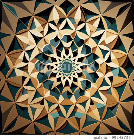 Islamic geometric pattern with triangles and...のイラスト素材 [99248739] - PIXTA