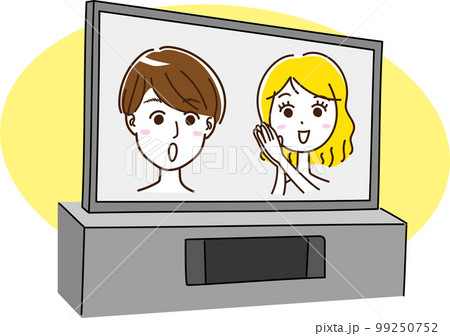 テレビ画面に映る二人の人物のイラストのイラスト素材 [99250752] - PIXTA