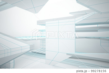 Drawing abstract architectural white interior...のイラスト素材 [99278156] - PIXTA