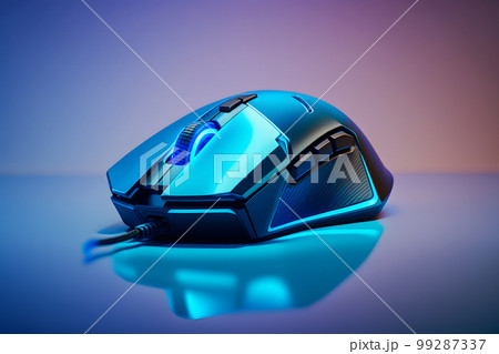 Futuristic custom PC mouse concept with glowing...のイラスト素材 [99287337 ...