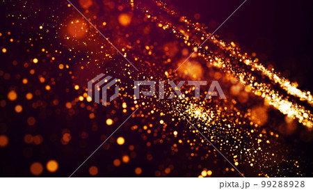 Golden red glow particles flicker and float in...のイラスト素材 [99288928] - PIXTA