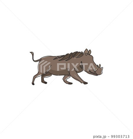 Single continuous line drawing of wild common...のイラスト素材 [99303713] - PIXTA