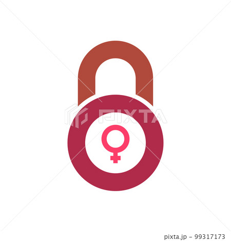Number 8 with Lock sign. Red and Brown combinationのイラスト素材 [99317173 ...