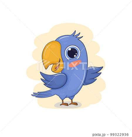 Cute blue parrot with big eyes is smiling....のイラスト素材 [99322936] - PIXTA