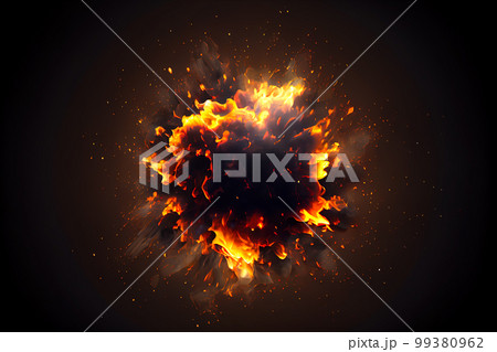 close-up explosion on a black background. 3d...のイラスト素材 [99380962] - PIXTA
