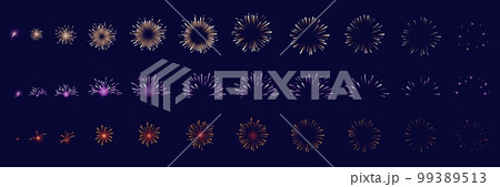 Firework animation. Fireworks sequence set,...のイラスト素材 [99389513] - PIXTA