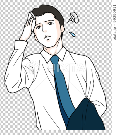 A salaried man worried about sweating... - Stock Illustration [99390911 ...