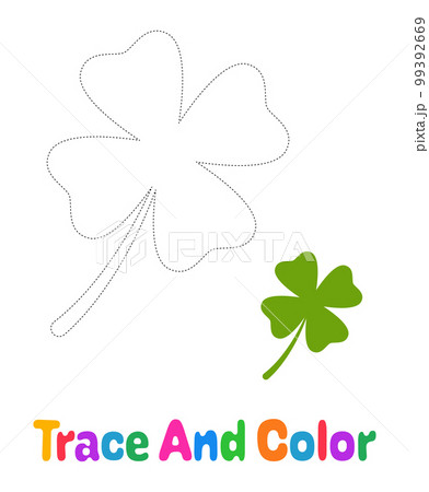 Clover Leaf tracing worksheet for kidsのイラスト素材 [99392669] - PIXTA