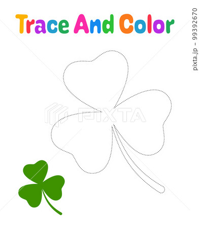 Clover Leaf tracing worksheet for kidsのイラスト素材 [99392670] - PIXTA