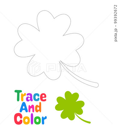 Clover Leaf tracing worksheet for kidsのイラスト素材 [99392672] - PIXTA