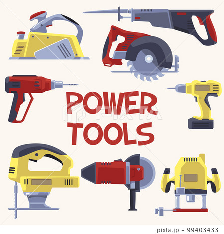Power tools banner or card design vector...のイラスト素材 [99403433] - PIXTA