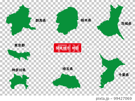 Prefecture map Kanto region set - Stock Illustration [99427069] - PIXTA