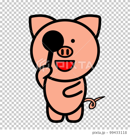 Illustration of a pig doing an eye test - Stock Illustration [99433118 ...