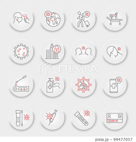 Coronavirus line icon set, covid-19 collection,...のイラスト素材 [99477057] - PIXTA