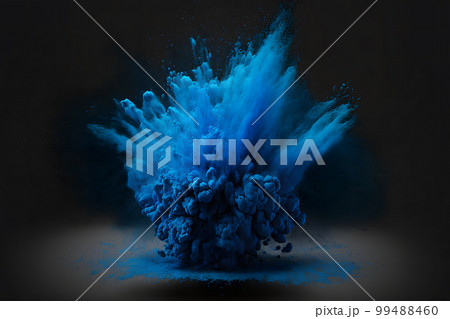 Explosion of blue color paint powder on black...のイラスト素材 [99488460] - PIXTA