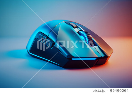 Futuristic custom PC mouse concept with glowing...のイラスト素材 [99490064 ...
