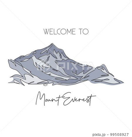 One single line drawing Himalaya Mount Everest...のイラスト素材 [99508927] - PIXTA