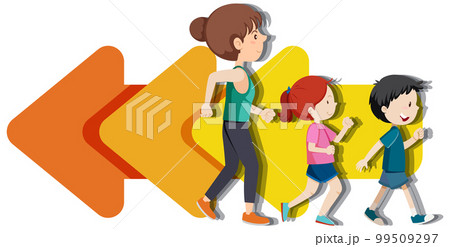 People walking backward cartoonのイラスト素材 [99509297] - PIXTA
