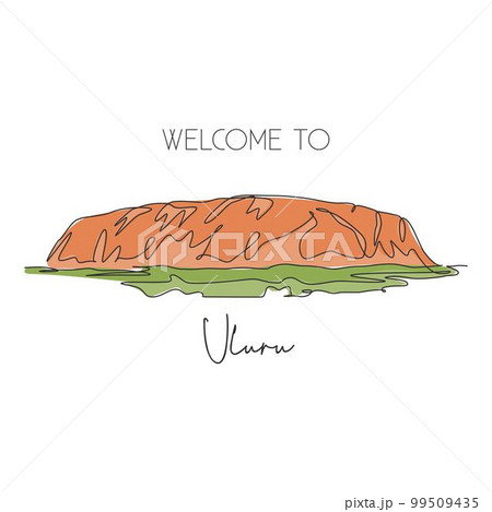 One continuous line drawing Ayers Rock...のイラスト素材 [99509435] - PIXTA