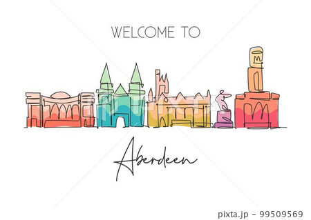 One single line drawing of Aberdeen city...のイラスト素材 [99509569] - PIXTA