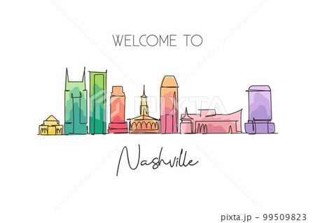 Single continuous line drawing of Nashville...のイラスト素材 [99509823] - PIXTA