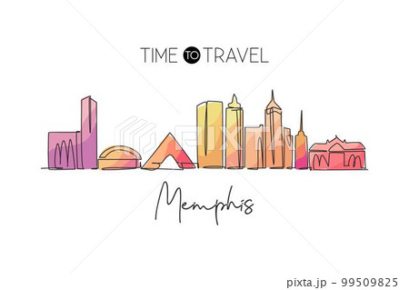 One single line drawing of Memphis city...のイラスト素材 [99509825] - PIXTA