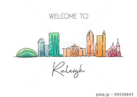 One single line drawing of Raleigh city...のイラスト素材 [99509845] - PIXTA