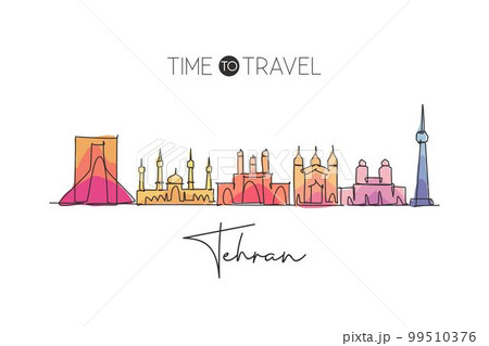 One single line drawing of Tehran or Teheran...のイラスト素材 [99510376] - PIXTA
