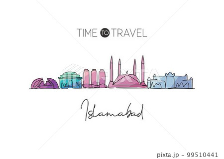 One single line drawing of Islamabad city...のイラスト素材 [99510441] - PIXTA