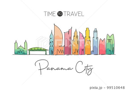 Single continuous line drawing Panama city...のイラスト素材 [99510648] - PIXTA