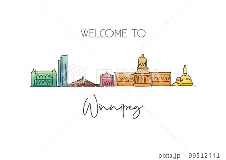 One single line drawing Winnipeg city skyline,...のイラスト素材 [99512441] - PIXTA
