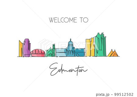 One single line drawing of Edmonton city...のイラスト素材 [99512502] - PIXTA