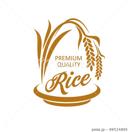 Organic rice farm icon. Natural cereal products...のイラスト素材 [99524895 ...