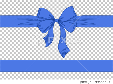 Line drawing set of blue ribbons. Hand drawn... - Stock Illustration ...