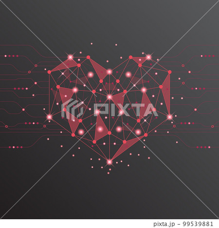 red heart technology valentine background...のイラスト素材 [99539881] - PIXTA