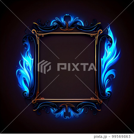 A Electric Blue Fire Flame Blazing on a Dark...のイラスト素材 [99569863] - PIXTA