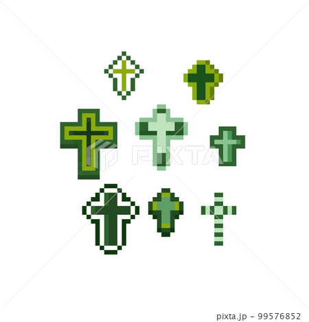Set of monochrome pixel cross icon.のイラスト素材 [99576852] - PIXTA