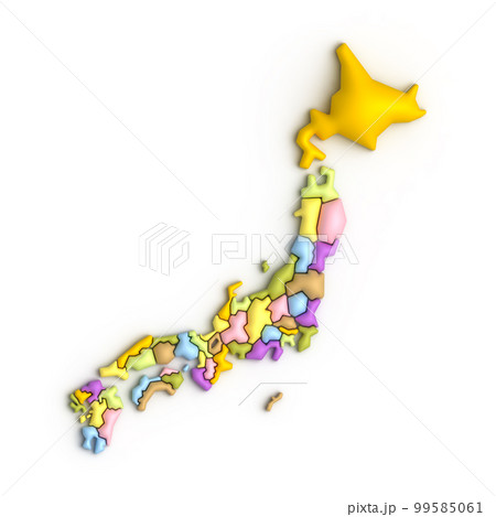 3Dのかわいい日本地図（カラフル）のイラスト素材 [99585061] - PIXTA